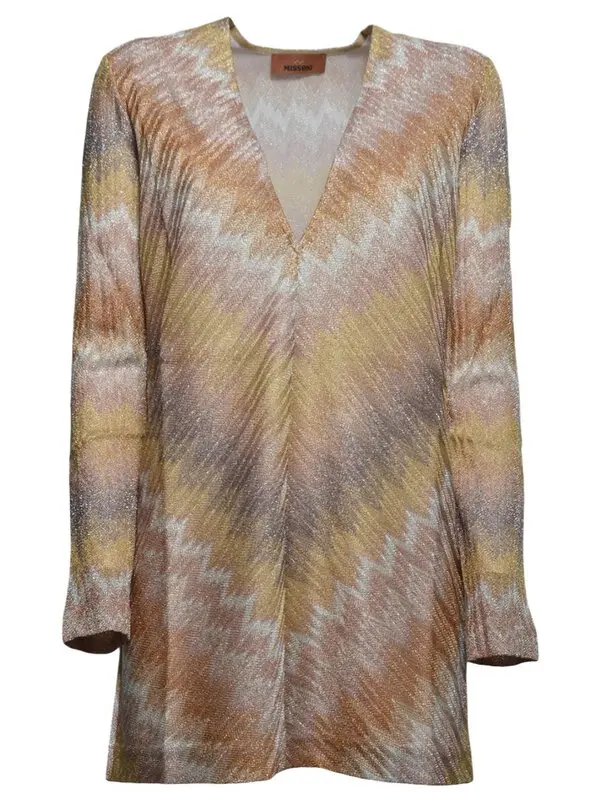 Missoni Long Sleeve Maxi Dress With Tie Detail - Oro