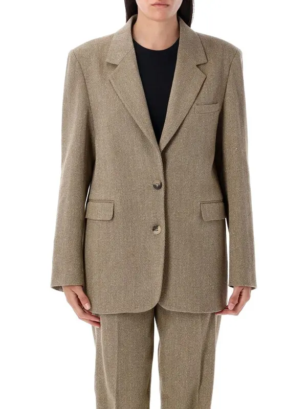 GOLDEN GOOSE Linen And Cotton Blend Blazer - Golden Brown