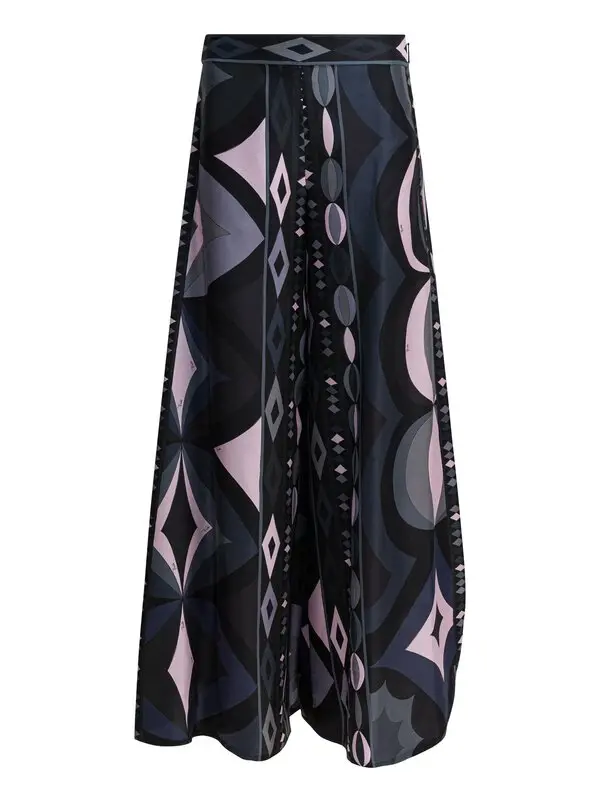 Emilio Pucci Printed Silk Palazzo Trousers - Black
