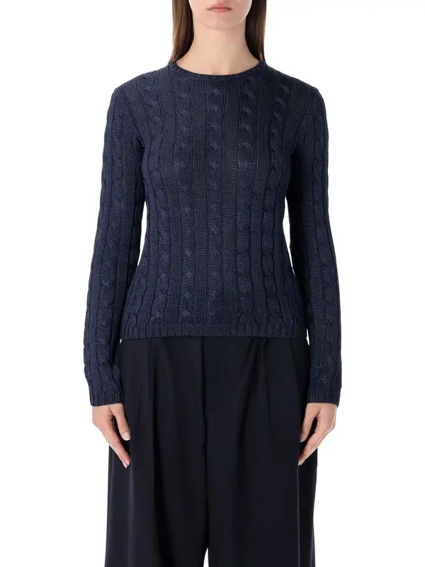 Ralph Lauren Cable-knit Silk Sweater - Icon Navy