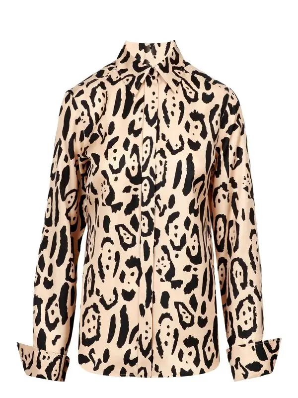 Sportmax Animal Print Silk Shirt - Beige