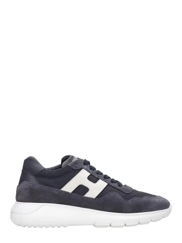 Hogan Suede And Technical Fabric Sneakers - Blu Denim Scuro+blu+bianco