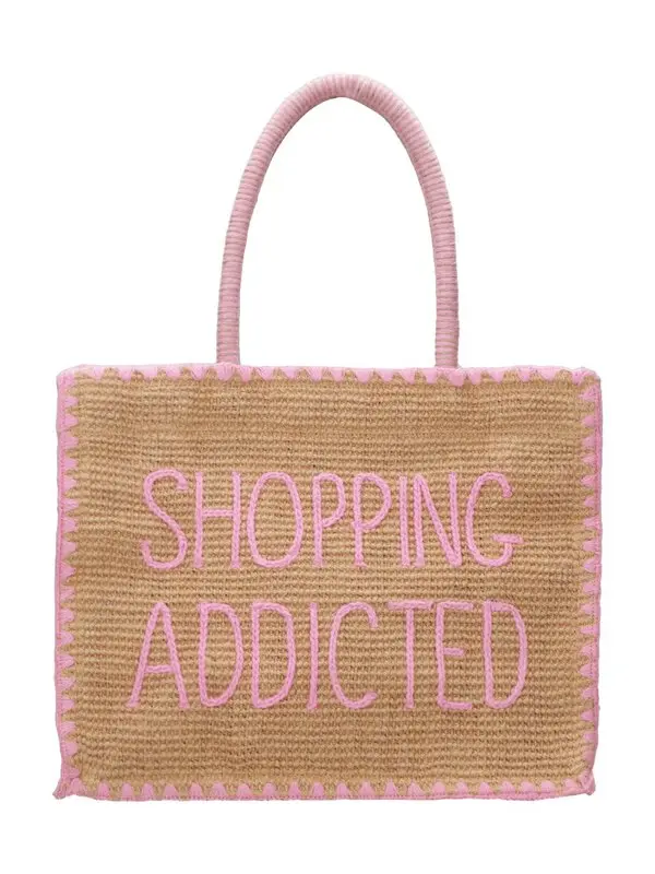 MC2 SAINT BARTH Jute Tote - Beige+rosa
