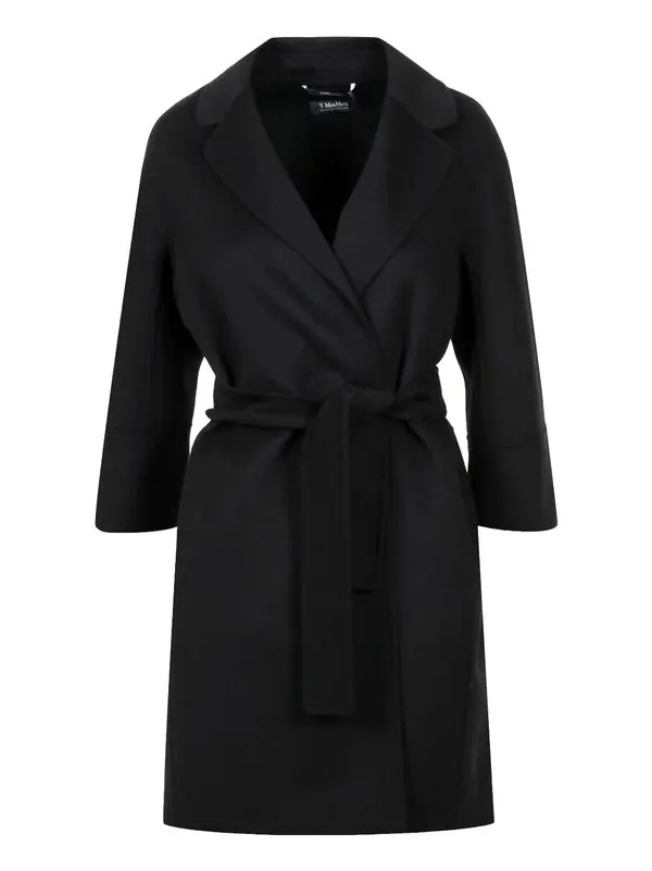 Max Mara Wool Coat With Belt - Black