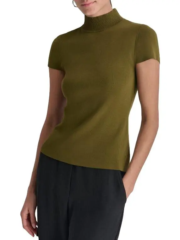 Dkny Short Sleeve Knit Top - Dark Olive
