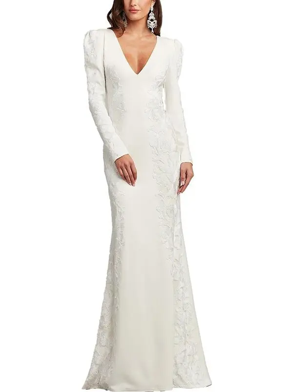 Tadashi Shoji Irelina Embroidered Gown - White