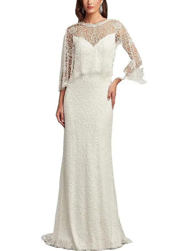 Tadashi Shoji Eagen Embroidered Gown - Ivory