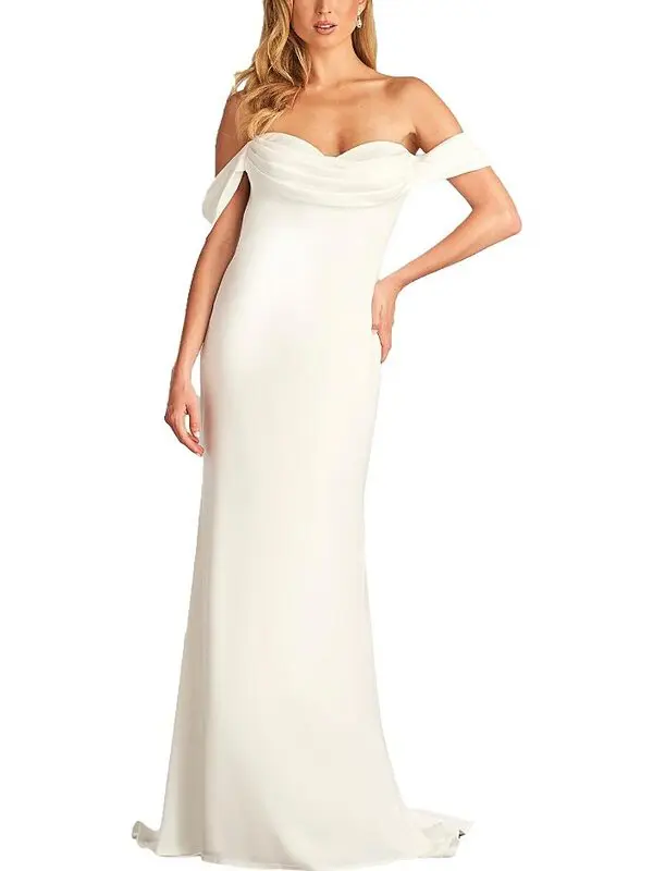 Tadashi Shoji Amishta Off-the-shoulder Gown - Light Beig
