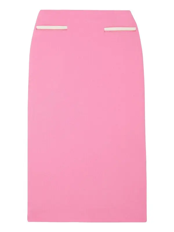 ROWEN ROSE Wool-crepe Midi Skirt - Pink