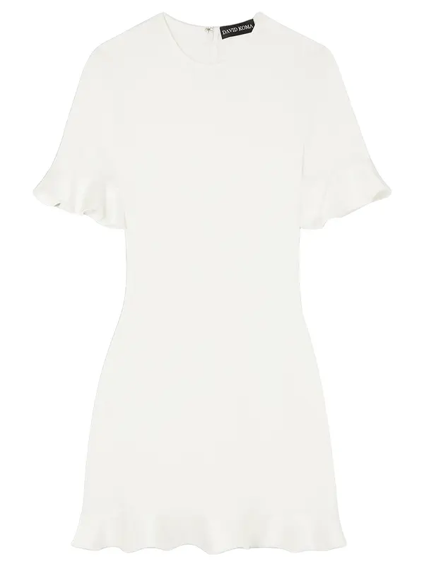 David Koma Circle Back Ruffled Mini Dress - White