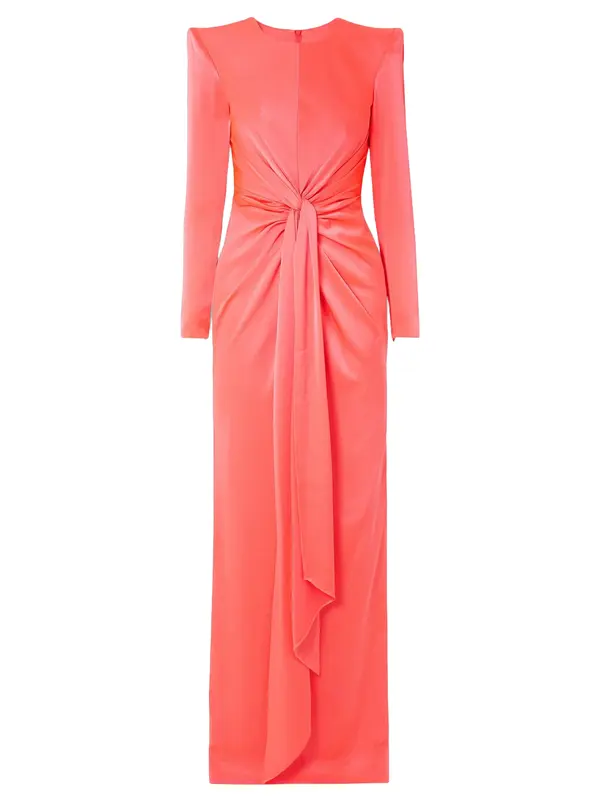 Alex Perry Graves Tie-front Satin-crepe Gown - Coral