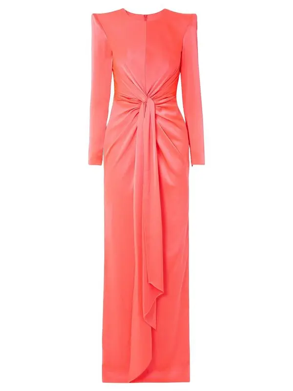 Alex Perry Graves Tie-front Satin-crepe Gown - Coral
