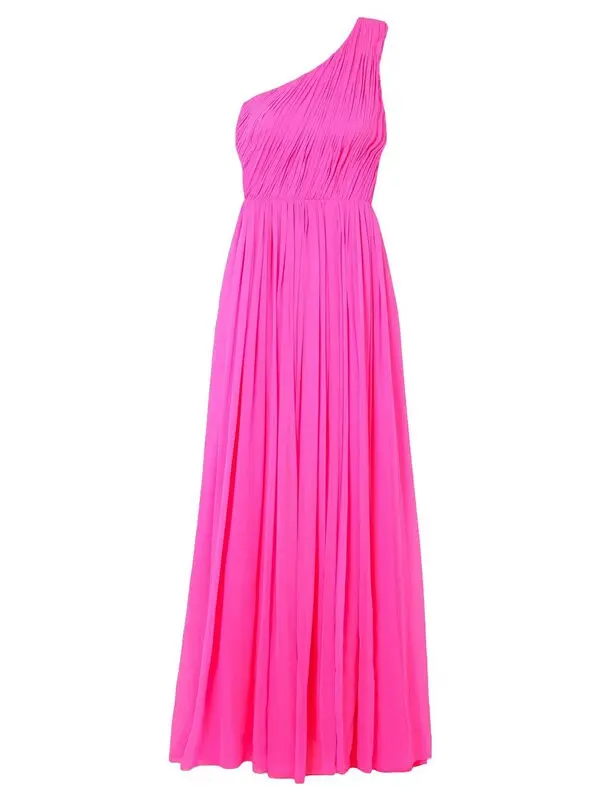 Adam Lippes One-shoulder Plissé Gown - Bright Pink