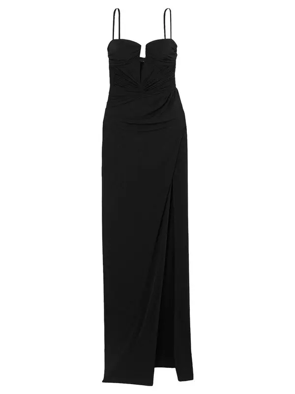 Brandon Maxwell Caroline Ruched Jersey Gown - Black