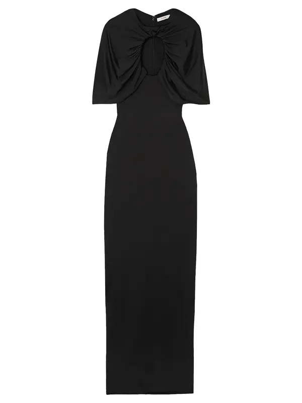 ET OCHS Cape-effect Cutout Ruched Stretch-jersey Gown - Black