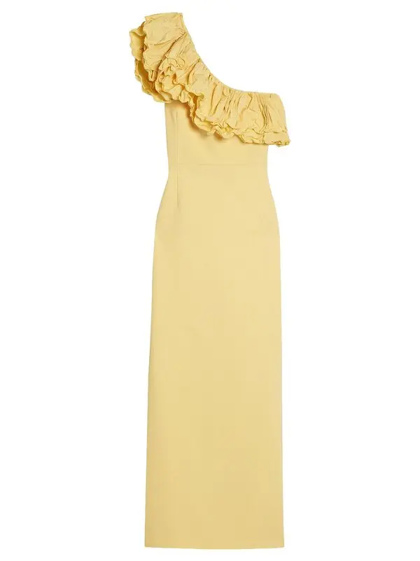Rebecca Vallance Chloe One-shoulder Ruffled Crepe Gown - Yellow