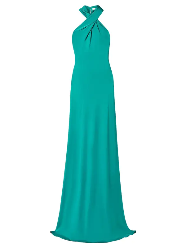 ET OCHS Twisted Stretch-satin Jersey Halterneck Gown - Jade