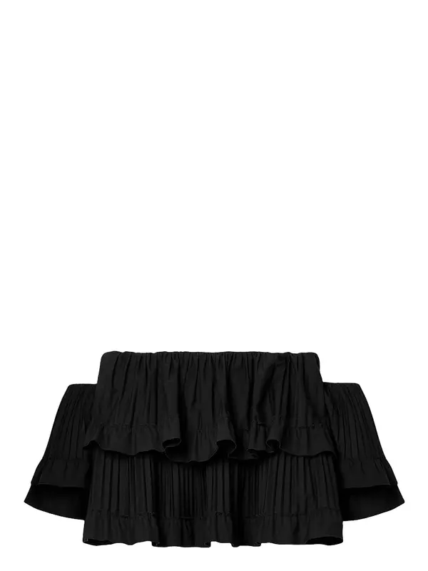 Brandon Maxwell Off-the-shoulder Tiered Top - Black