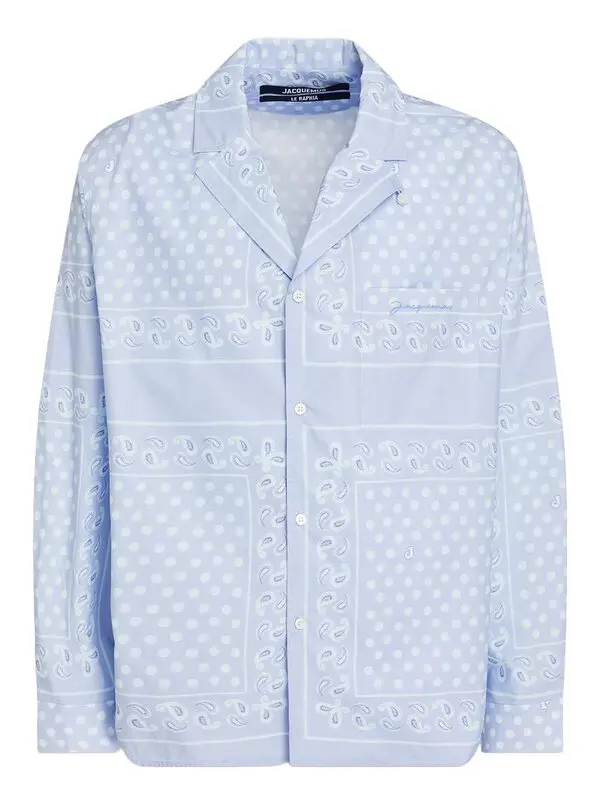 Jacquemus Luis Printed Cottonpoplin Shirt - Light Blue