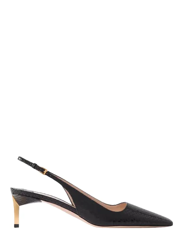 TOM FORD Snake-effect Leather Slingback Pumps - Black