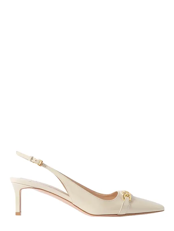 TOM FORD Logo-embellished Patent-leather Slingback Pumps - Ivory