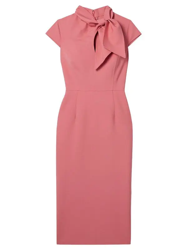 Oscar De La Renta Tie-neck Wool-blend Midi Dress - Pink