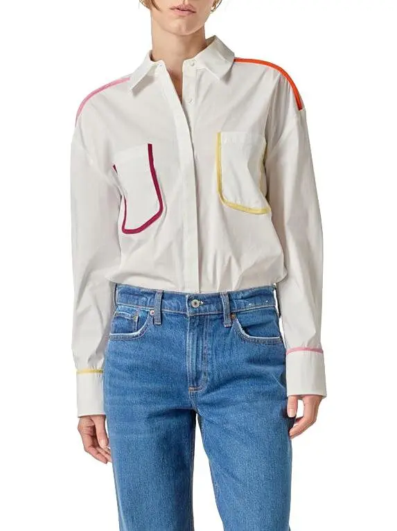 English Factory Flat Binding Button-up Shirt - Ivory Multi