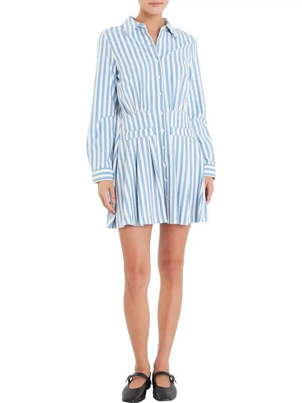 English Factory Stripe Shirt Dress - Blue/white