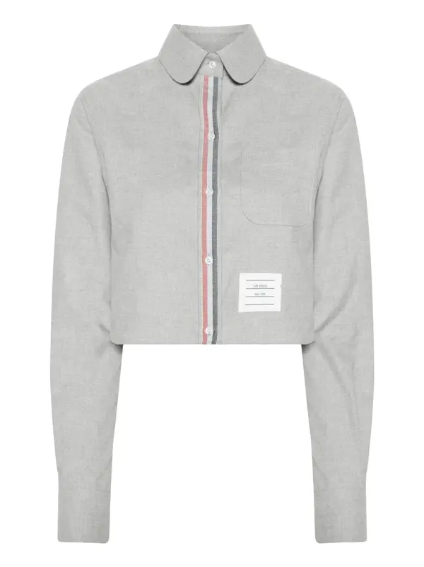 Thom Browne Rounded-collar Cropped Shirt - Grey