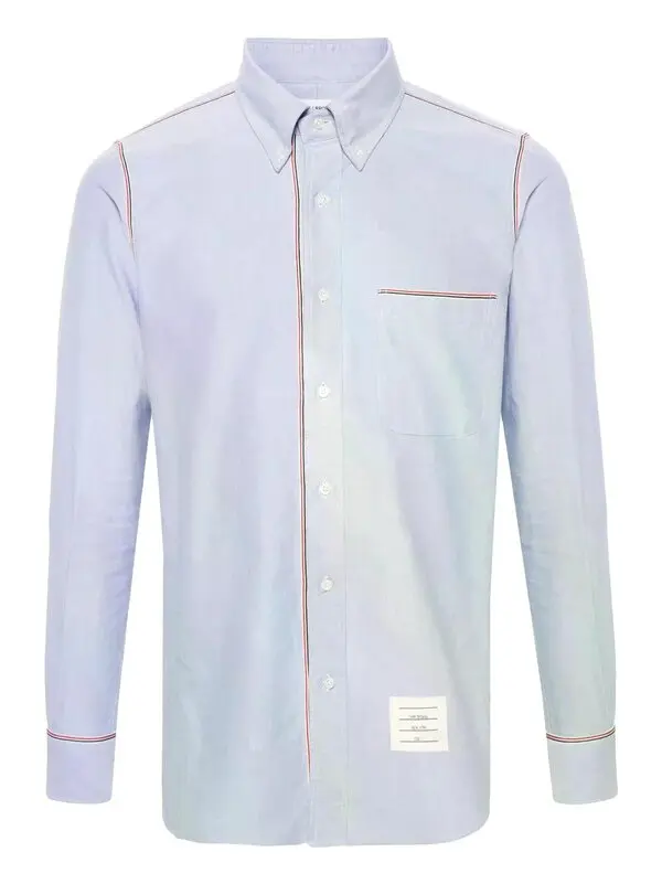 Thom Browne Grosgrain-trim Cotton Shirt - Blue
