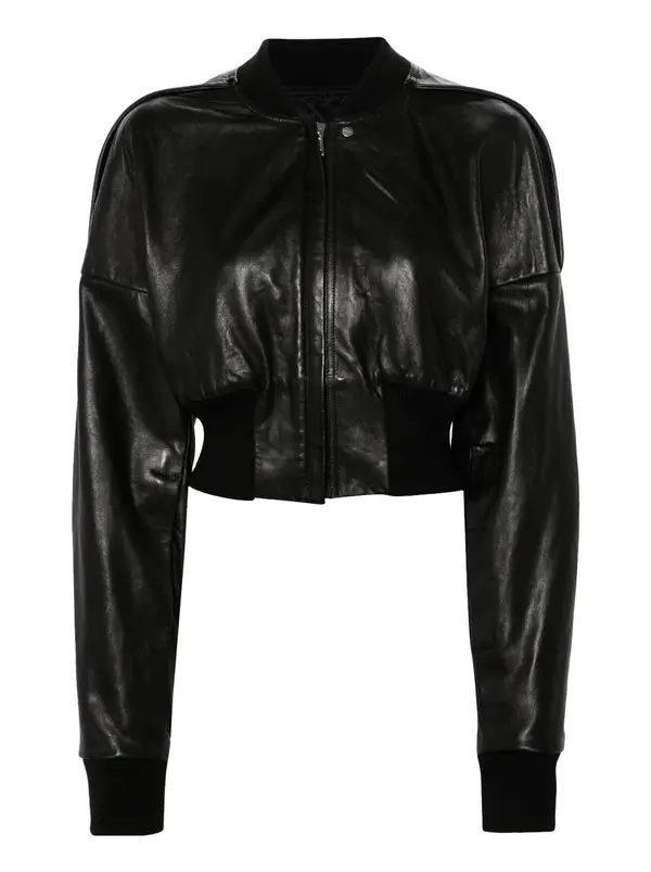 Rick Owens Leather Cropped Jacket - Black
