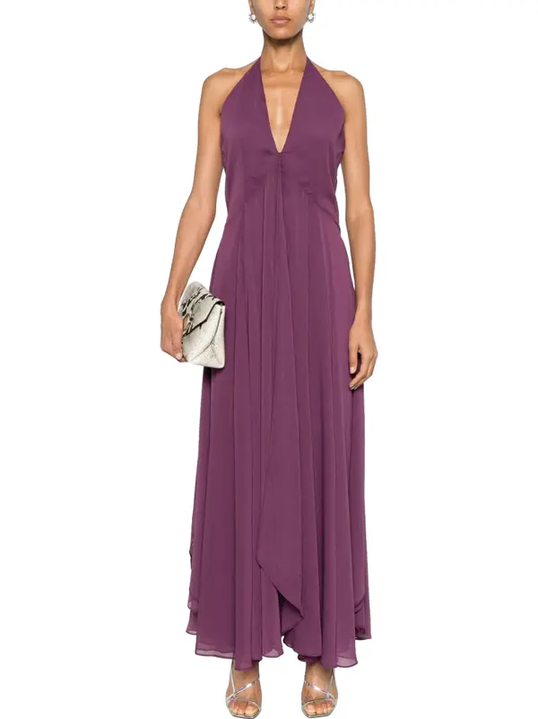 Remain Birger Christensen Chiffon Halterneck Dress - Purple