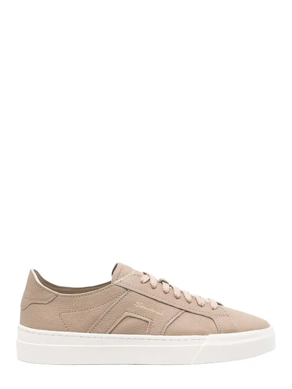 Santoni Tumbled Leather Sneakers - Neutrals