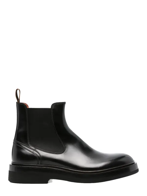 Santoni Leather Chelsea Boots - Black