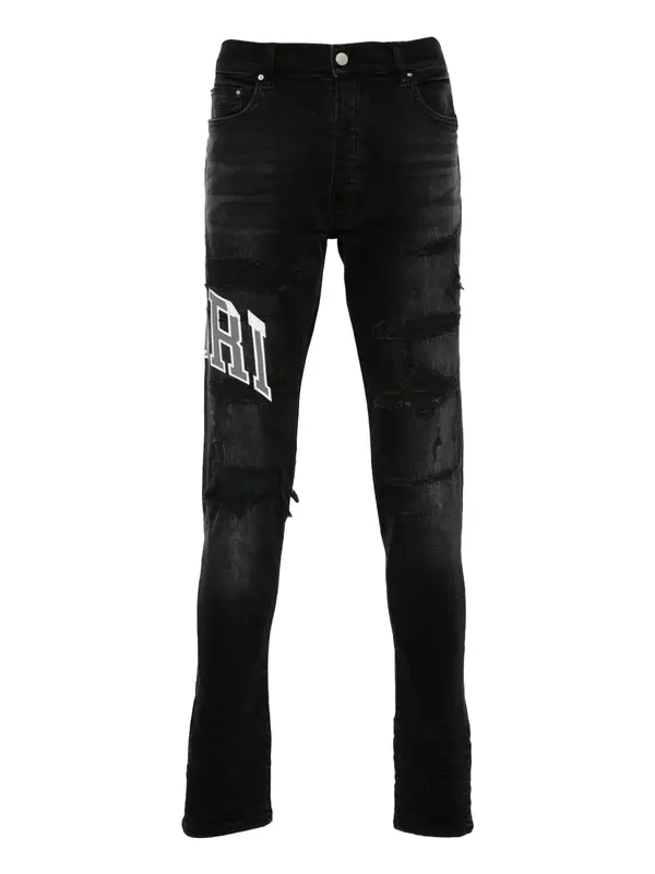 Amiri Varsity Logo Repair Jeans - Black