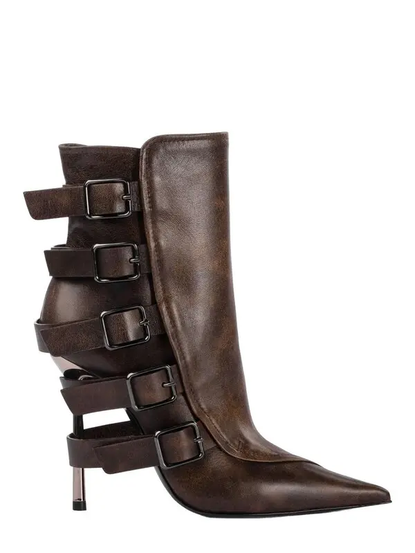 LE SILLA 120mm Buckle Detailed Biker Boots - Brown