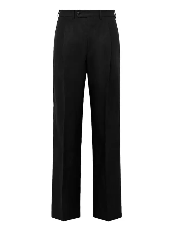SAMAN AMEL Amo Wide-leg Pleated Linen Trousers - Black