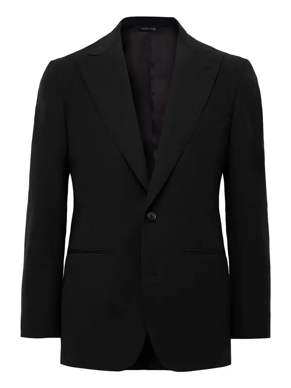 SAMAN AMEL Slim-fit Wool, Mohair And Linen-blend Suit Jacket - Black