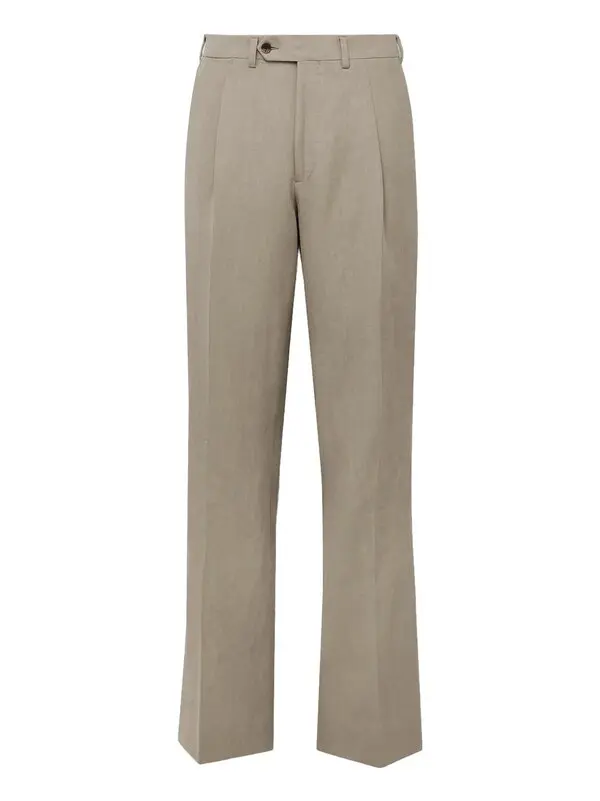 SAMAN AMEL Amo Wide-leg Pleated Linen Suit Trousers - Neutrals