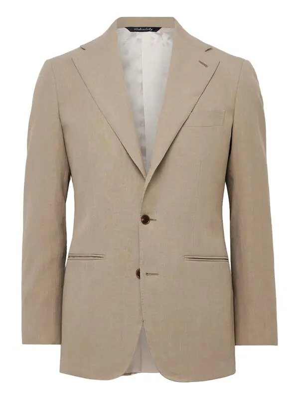 SAMAN AMEL Slim-fit Linen Suit Jacket - Neutrals