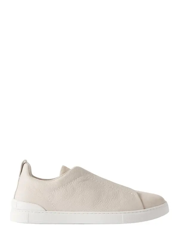 Zegna Triple Stitch Leather And Suede Sneakers - Neutrals