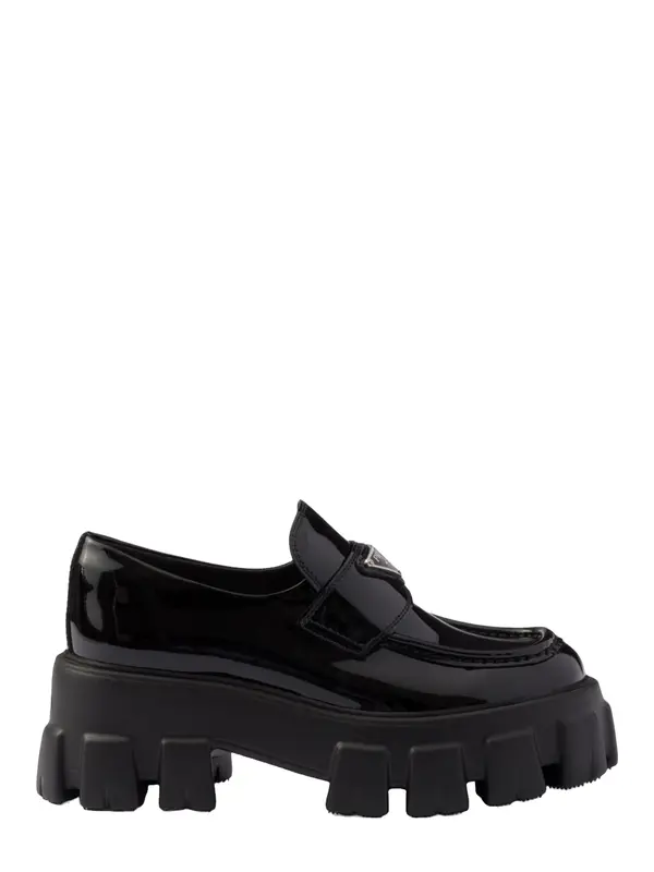 Prada Monolith Patent Leather Loafers - Black