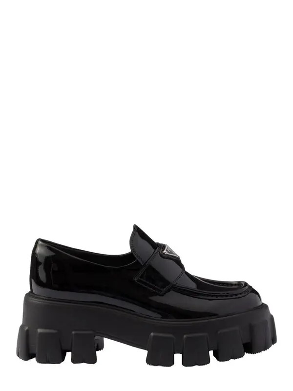 Prada Monolith Patent Leather Loafers - Black