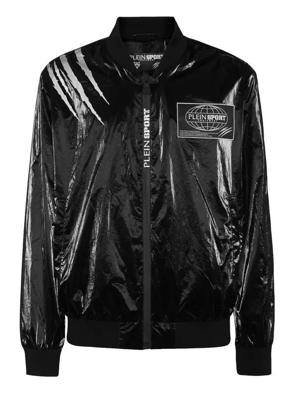 PLEIN SPORT Crinkle Bomber Jacket - Black