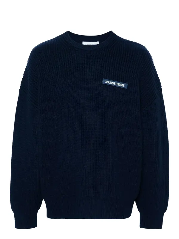 MARINE SERRE Logo-patch Sweater - Blue