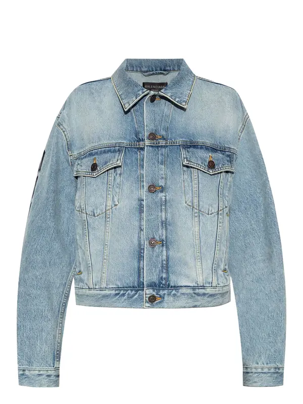 Balenciaga Washed Denim Trucker Jacket - Blue
