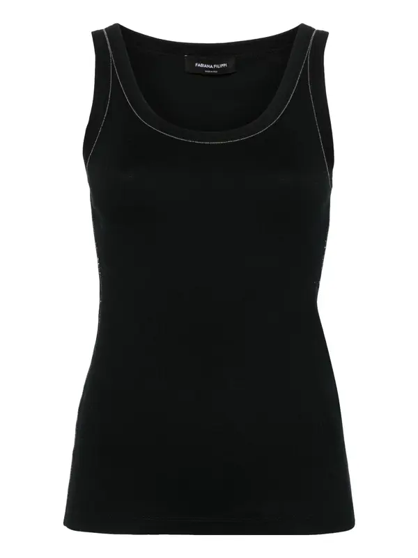 Fabiana Filippi Chain-trim Ribbed Tank Top - Black