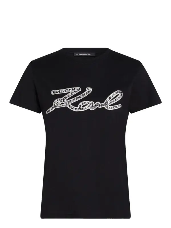 Karl Lagerfeld Bouclé Signature T-shirt - Black