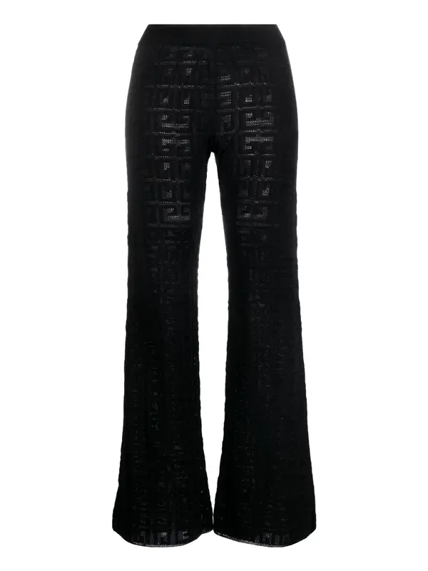 Givenchy Logo Intarsia-knit Flared Trousers - Black