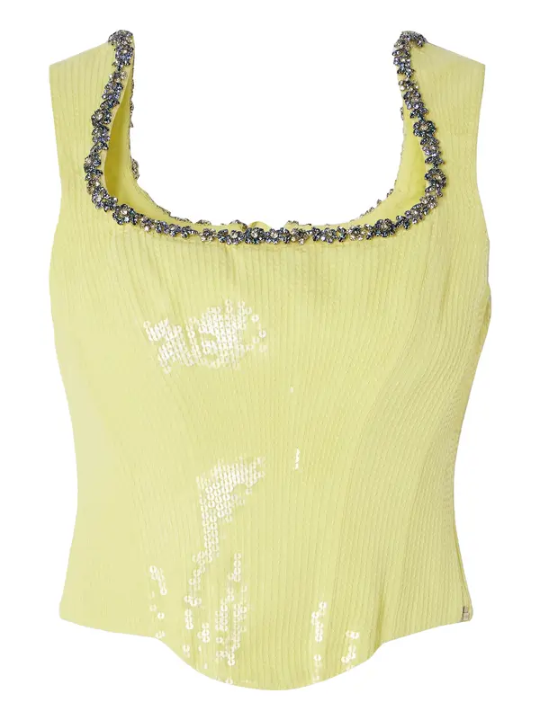 CLIO PEPPIATT Blossom Crystal-embellished Bustier Top - Yellow